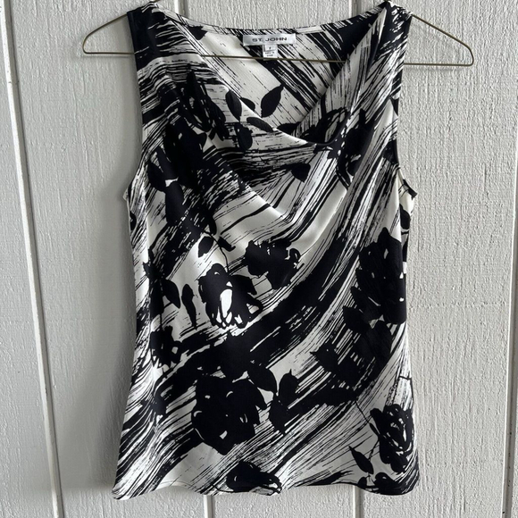 St. John | Tops | St John Silk Cowl Neck Sleeveless Shell Blouse In ...